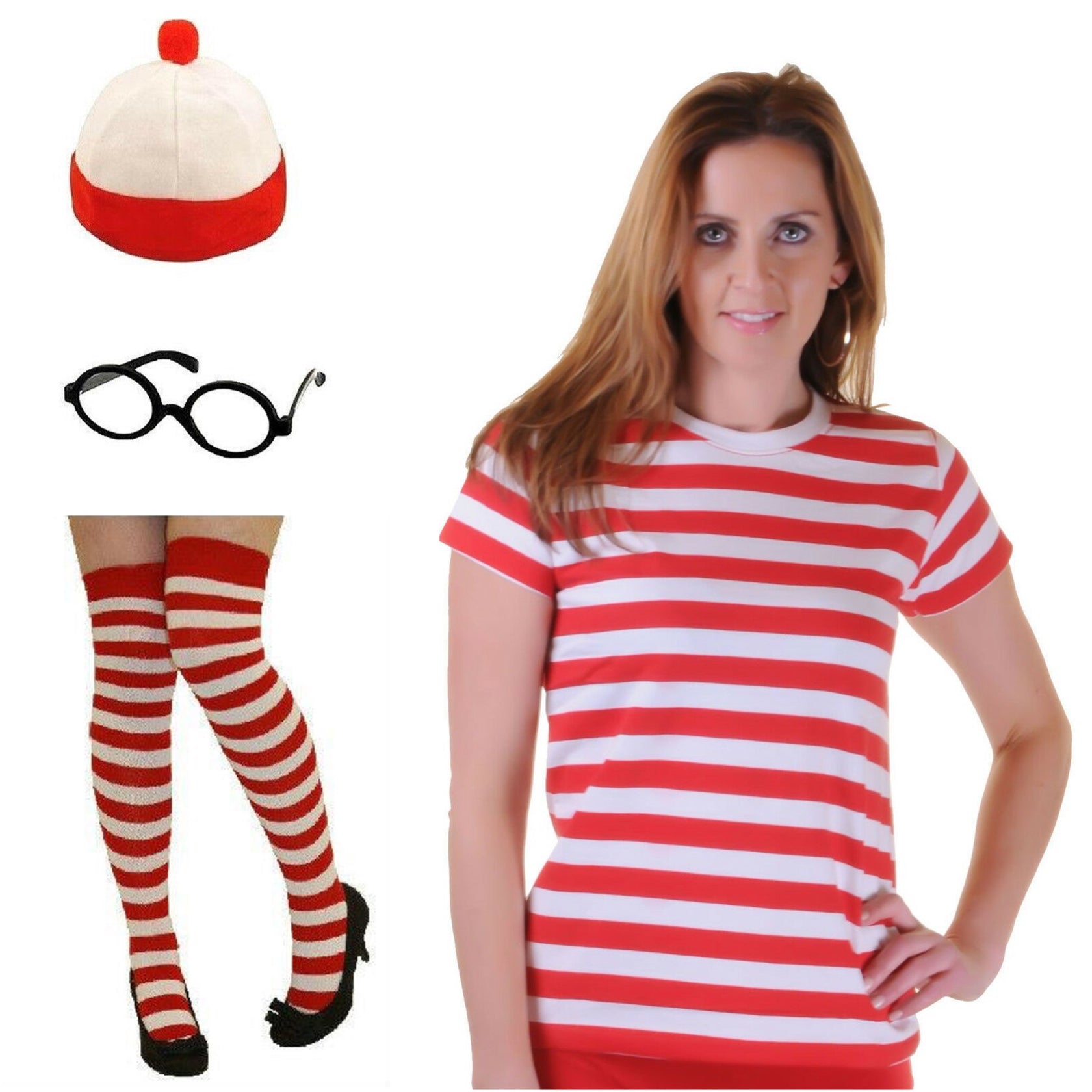 Women’s Where's Wally Nerd Geek Costume 4-Piece Set – Style It Easy